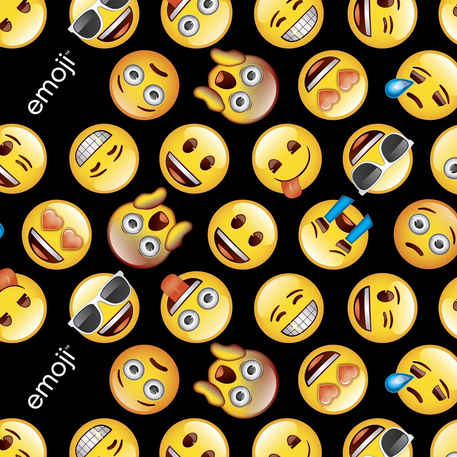 Emoji Licensed Fabric, Emoji's on Black, FLEECE, 1 Yard - Etsy