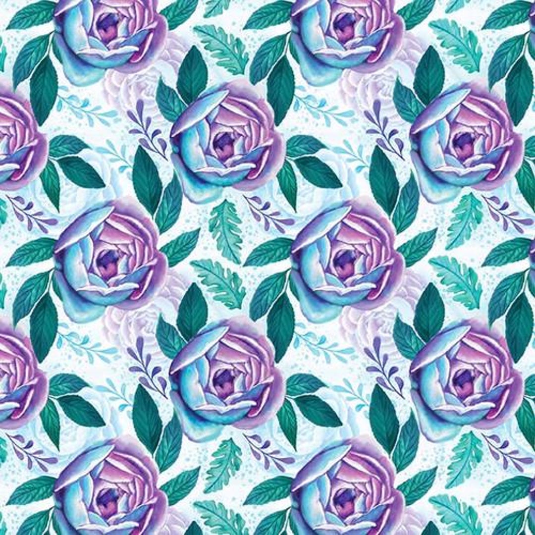 Gypsy Violet by Blank Quilting Fabrics, Roses on White - Etsy