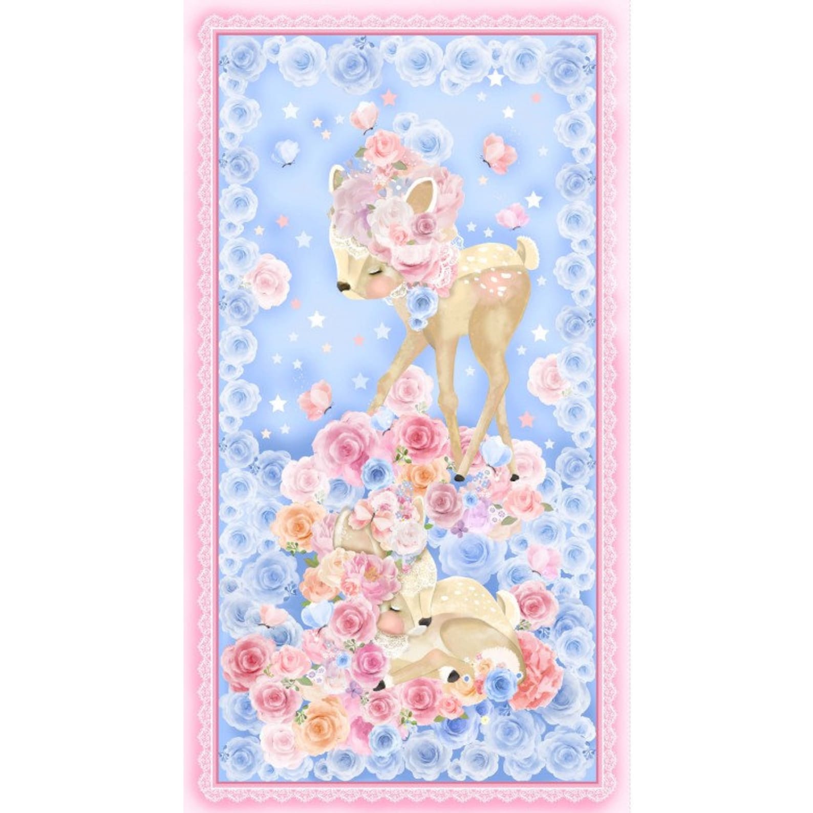 Wonderous Woodland Collection, "deer in the Garden" Panel, 24" Panel - Etsy
