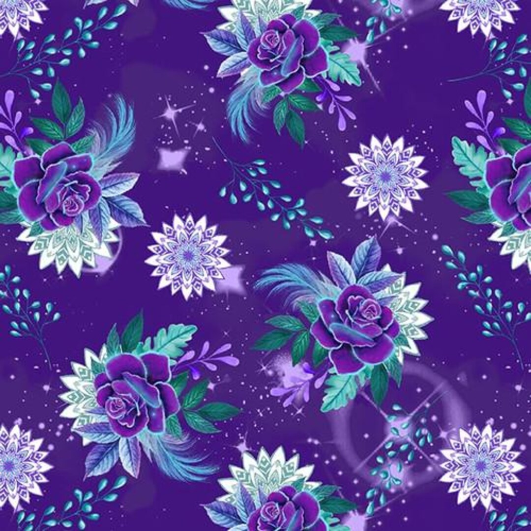 Gypsy Violet by Blank Quilting Fabrics, Flowers & Medallions on Purple ...