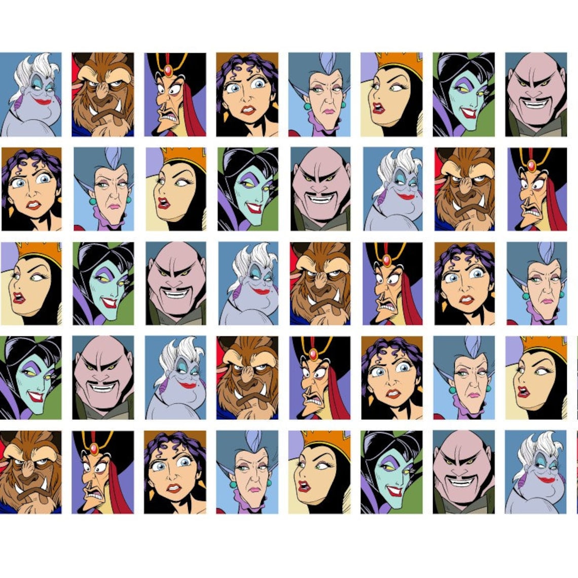 Disney Villains Villains Grid 100%cotton Fabric Yard - Etsy