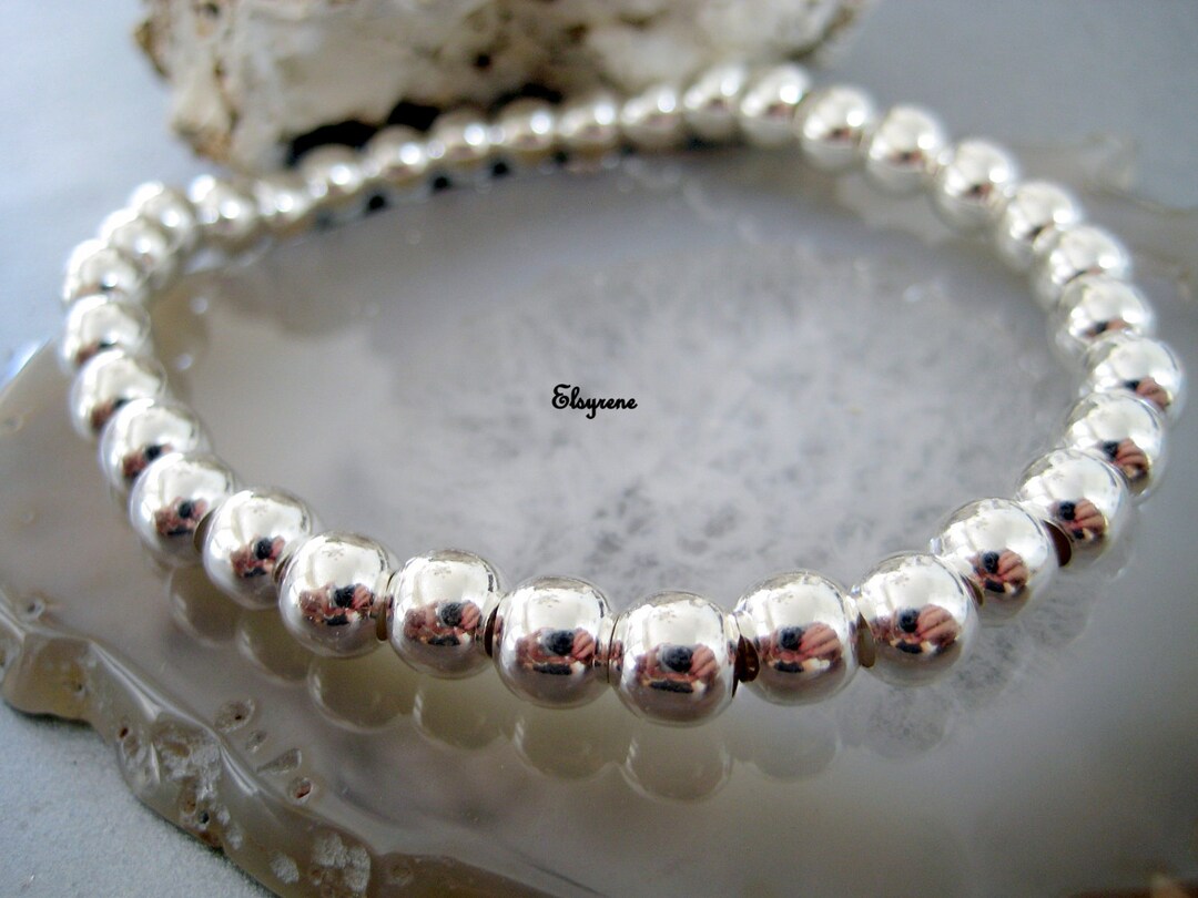 Ball Bracelet on Sterling Silver 925-sterling Silver Beaded Ball ...