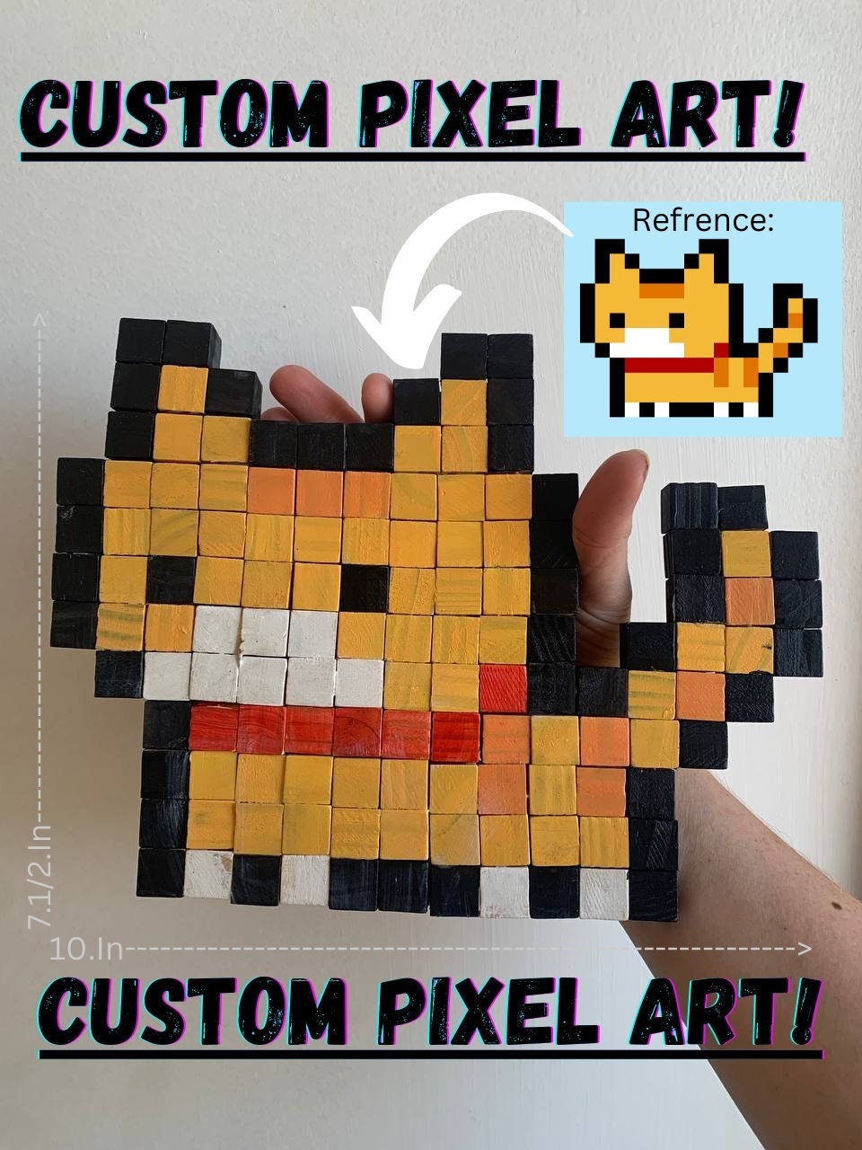 Customizable Pixel Art Handcrafted Wooden Pixel Art Sculpture Retro ...