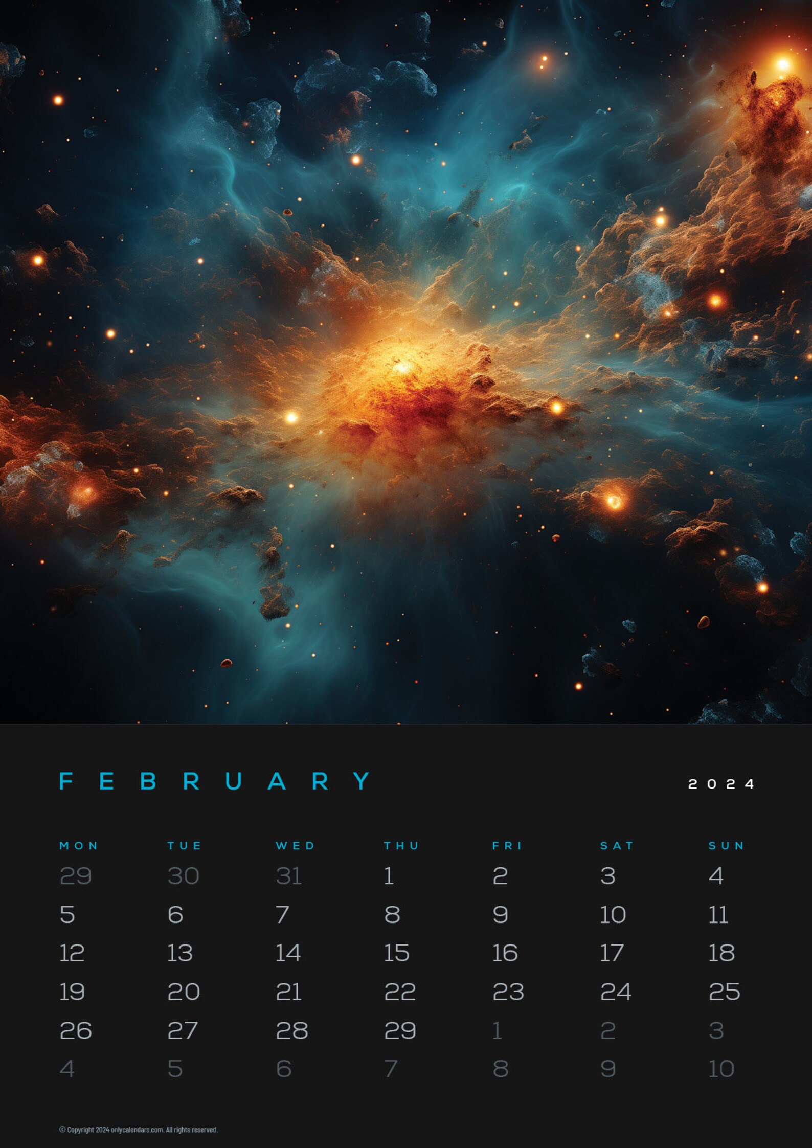 Stargazer Galaxies & Nebula 2024 Printable Calendar - Etsy
