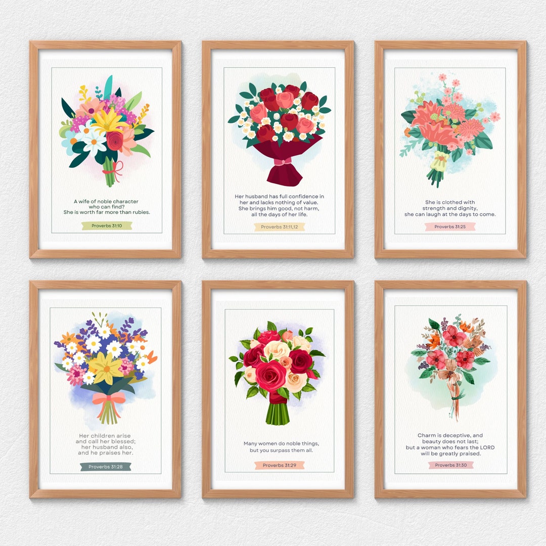 Set of 6 Proverbs 31 Wall Art Bundle Proverbs 31 Poster Mother's Day ...