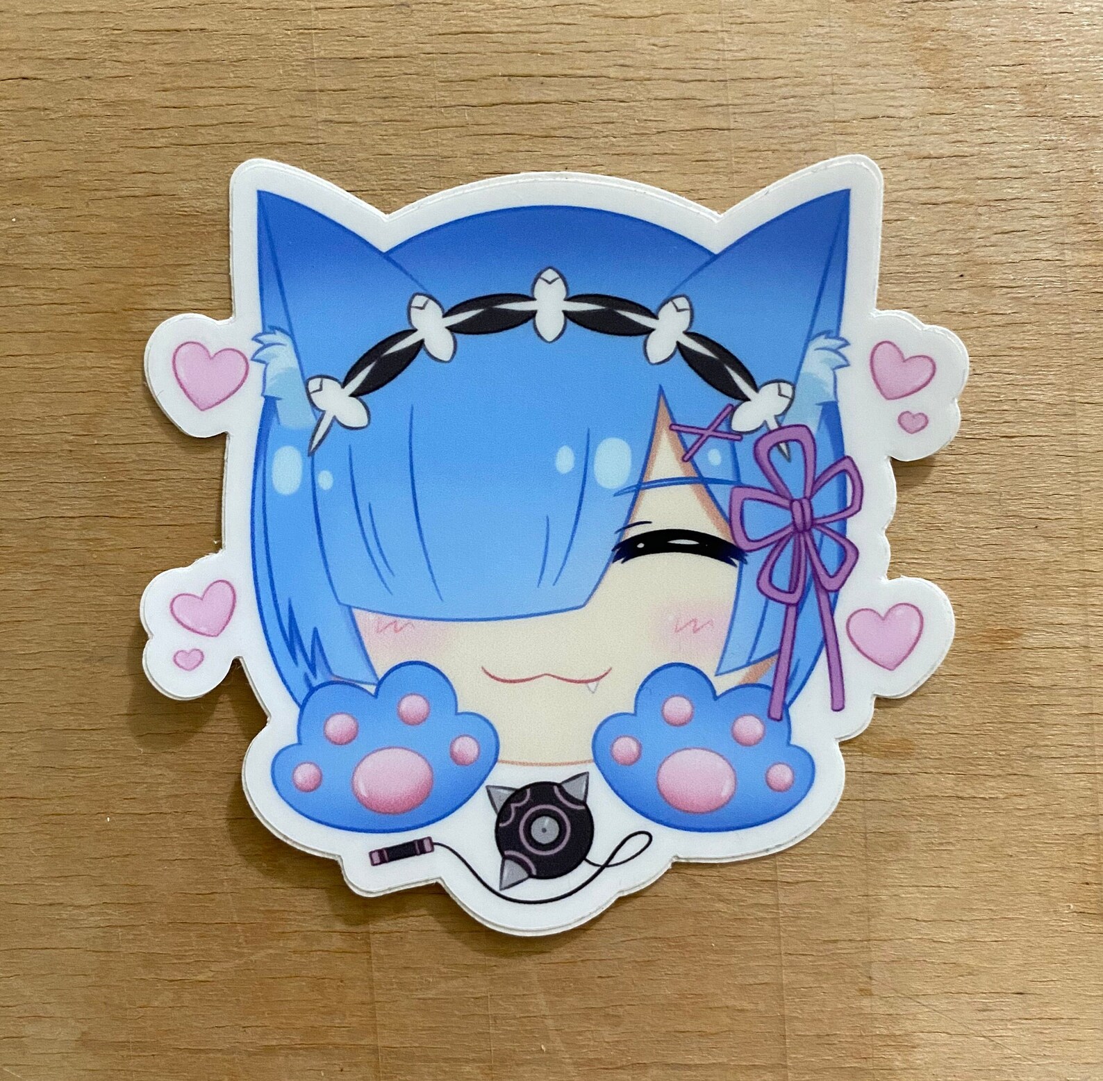 Rezero Rem Cat Ears: Matte Vinyl Sticker - Etsy