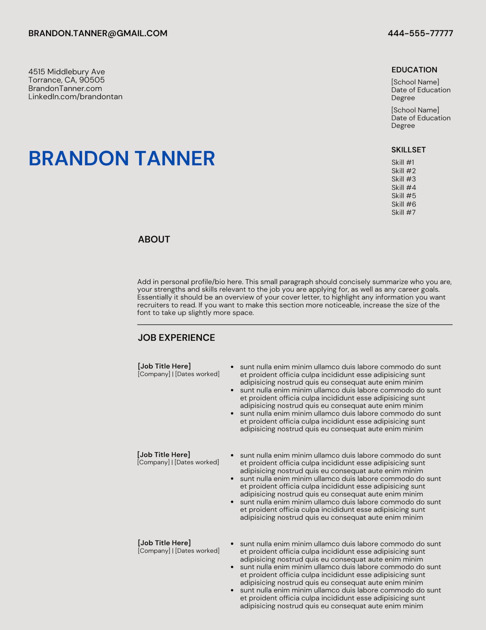 Creative Resume Template: Minimalist Type Design With Cover Letter ...