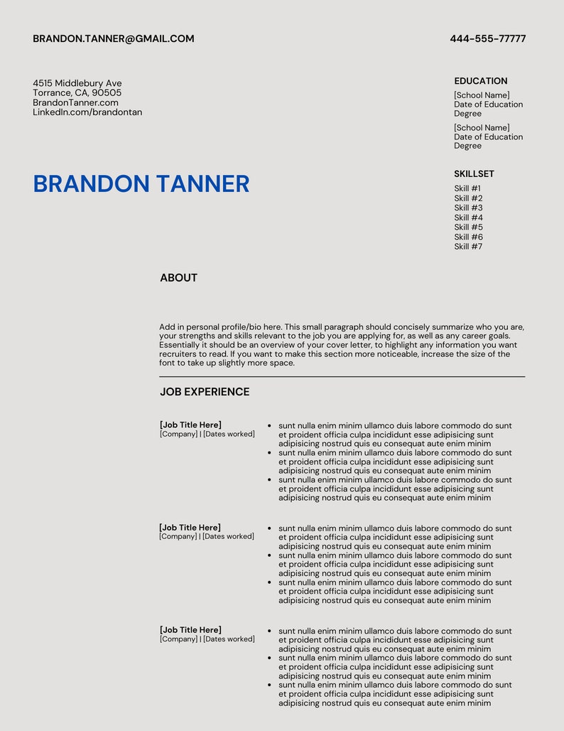 Creative Resume Template: Minimalist Type Design With Cover Letter ...