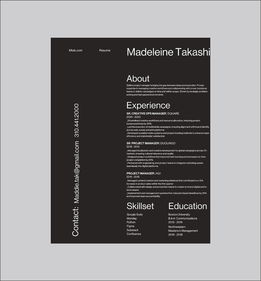 Black and White Clean Type Resume Template CV Minimalist Design Canva ...