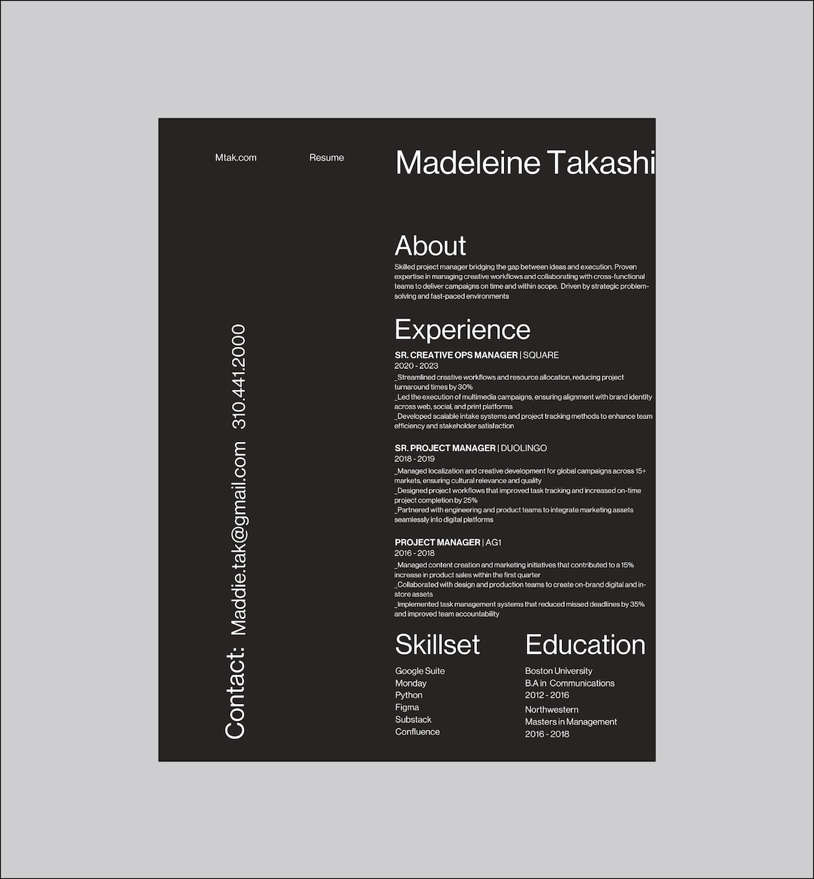 Black and White Clean Type Resume Template CV Minimalist Design Canva ...