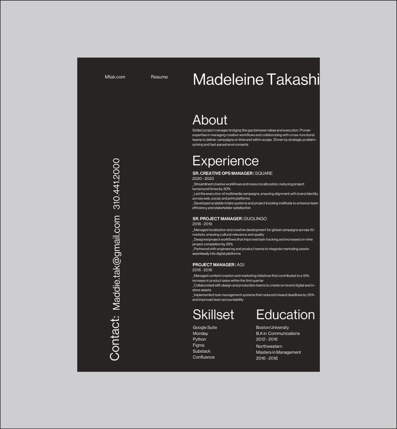 Black and White Clean Type Resume Template CV Minimalist Design Canva ...