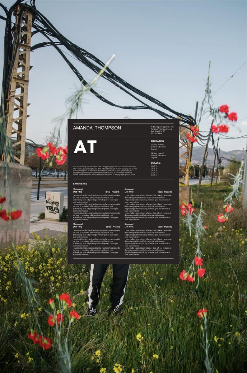 Minimalist Resume Template: Clean CV Design for Canva Black and White ...