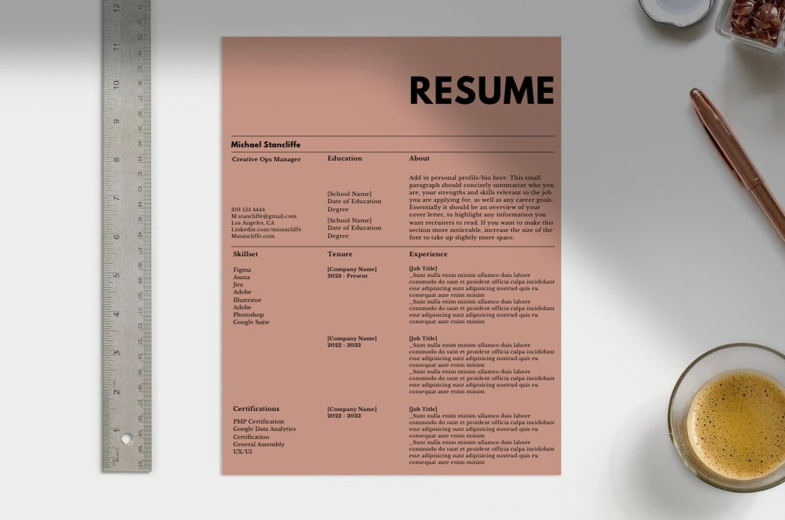 Minimalist Resume Template: Creative Canva Design (digital Download) - Etsy