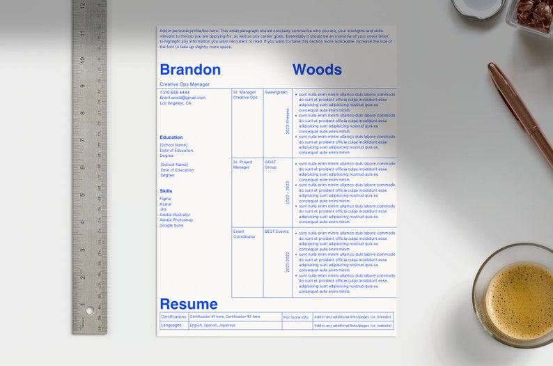 Clean Creative Resume Template CV Minimalist Design Blue, White Canva ...