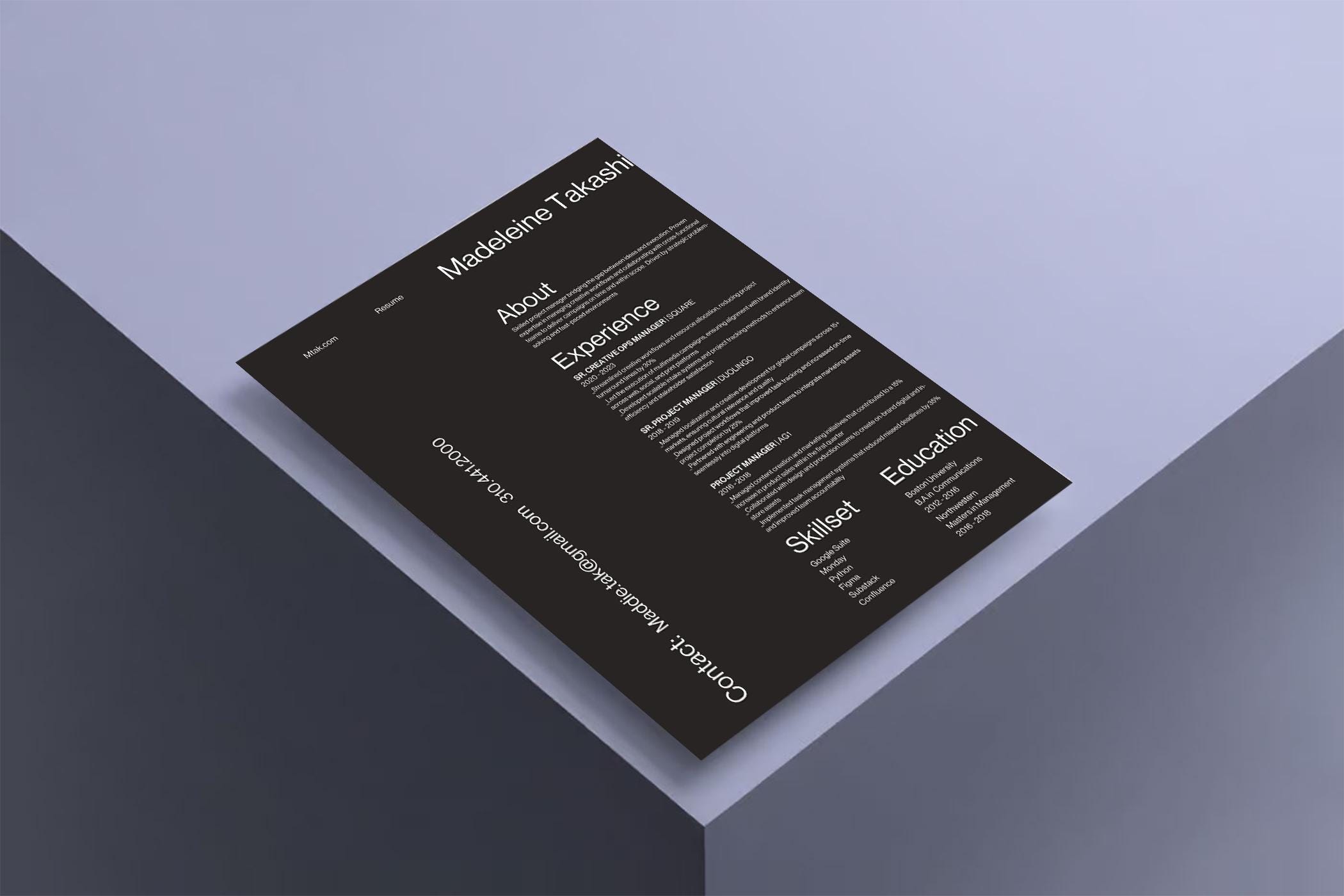 Black and White Clean Type Resume Template CV Minimalist Design Canva ...