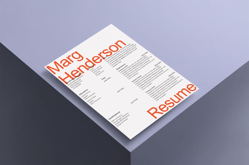 Minimalist Resume Template: Clean, Modern CV Design (canva) - Etsy
