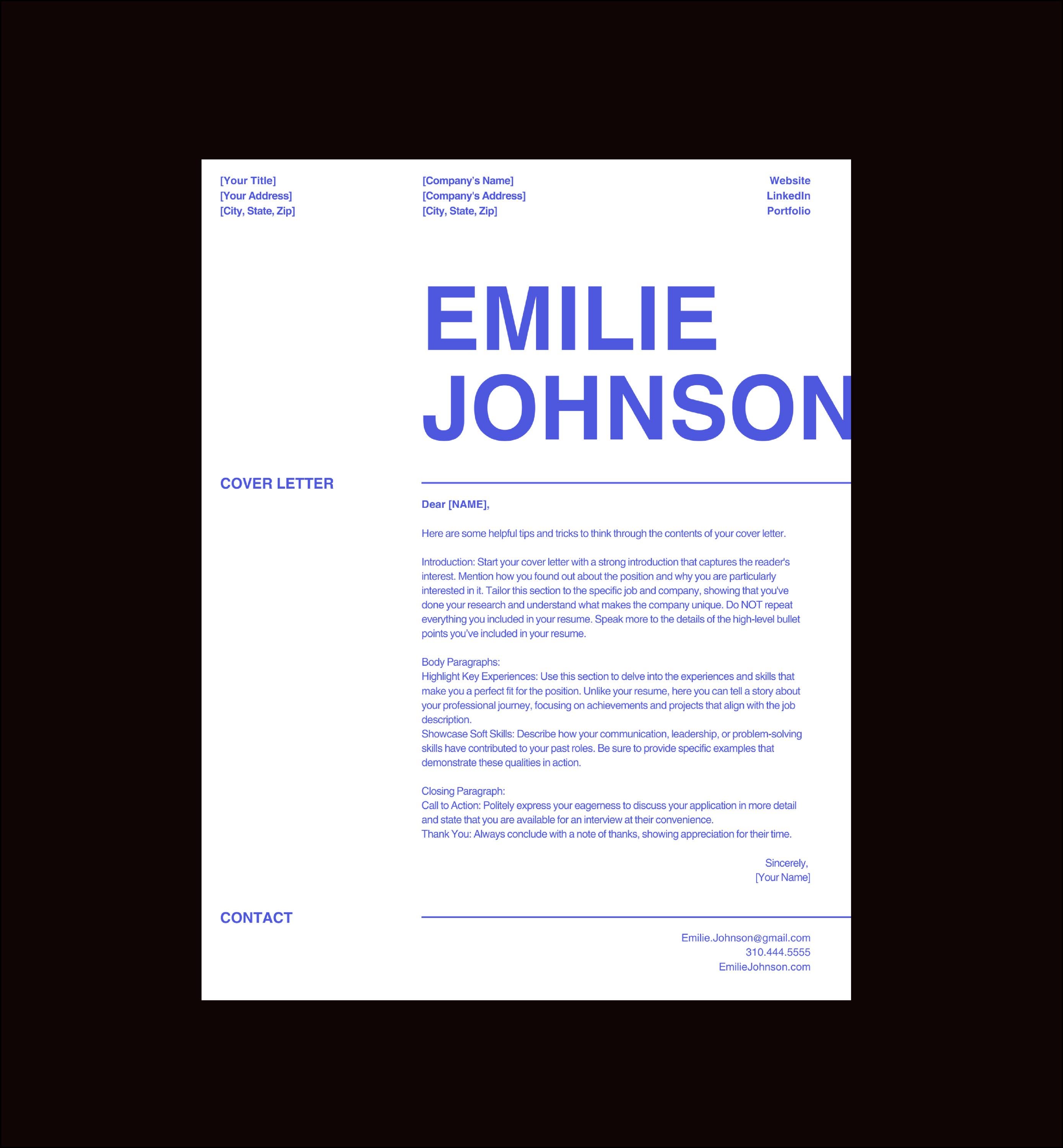 Clean Creative Resume Template: Cobalt Blue, White, Canva CV - Etsy