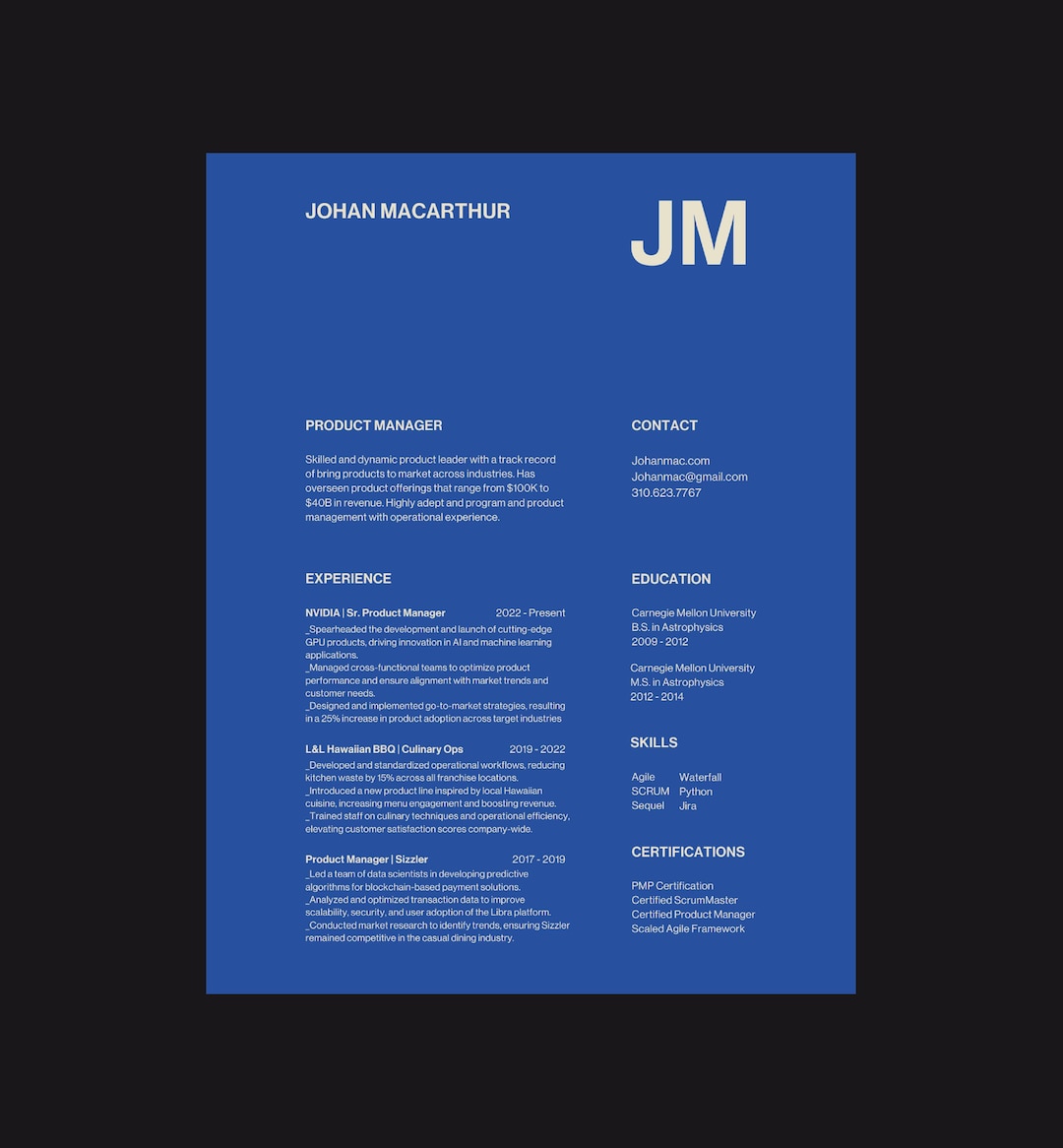 Minimalist Resume Template: Blue Beige Canva CV With Cover Letter - US ...