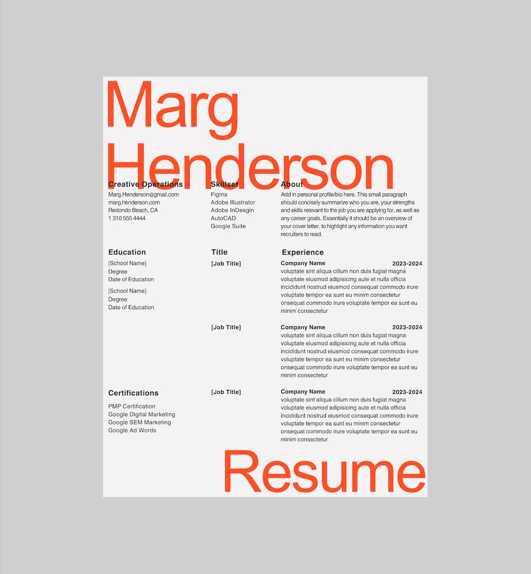 Minimalist Resume Template: Clean, Modern CV Design (canva) - Etsy