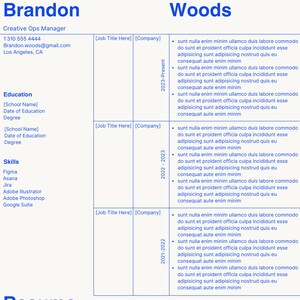 Clean Creative Resume Template CV Minimalist Design Blue, White Canva ...