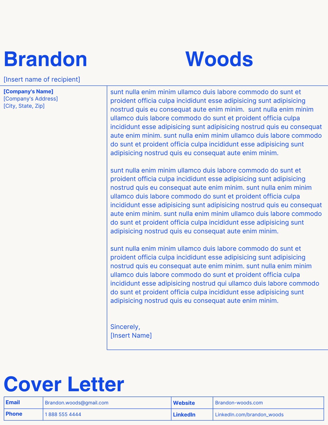 Clean Creative Resume Template CV Minimalist Design Blue, White Canva ...