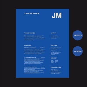 Minimalist Resume Template: Blue Beige Canva CV With Cover Letter - US ...