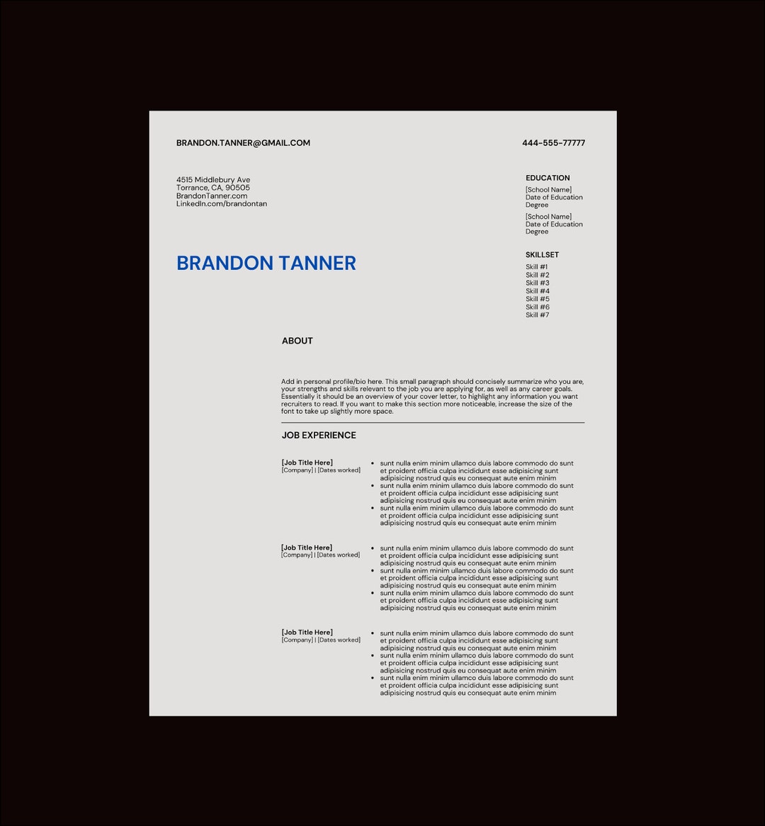 Creative Resume Template: Minimalist Type Design With Cover Letter ...