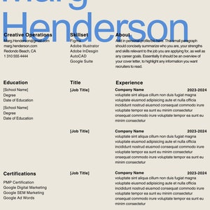 Clean Creative Resume Template CV Minimalist Type Design - Blue, Beige ...