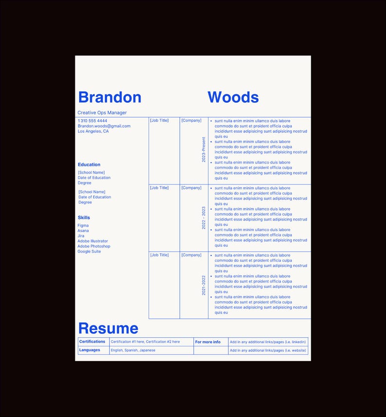 Creative Resume Template: Minimalist Canva Design With Cover Letter - Etsy