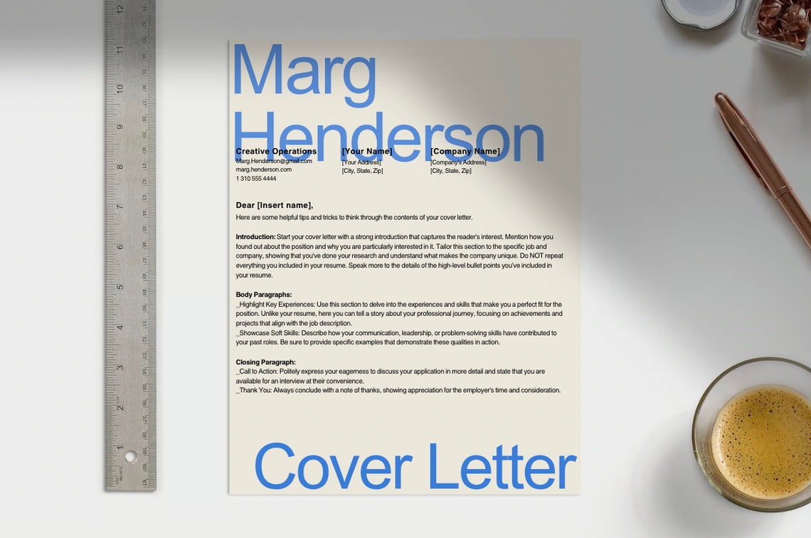 Clean Creative Resume Template CV Minimalist Type Design - Blue, Beige ...