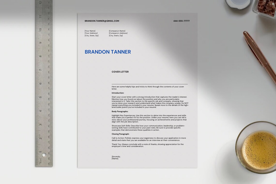 Creative Resume Template: Minimalist Type Design With Cover Letter ...