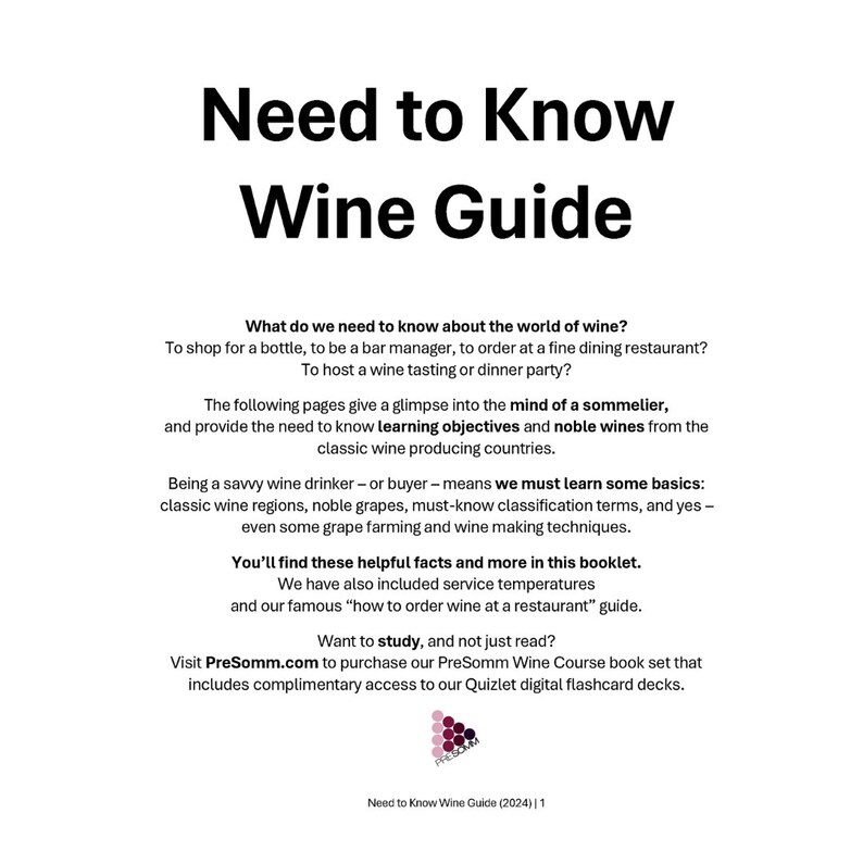 Need to Know Wine Facts Booklet (2024) - Etsy