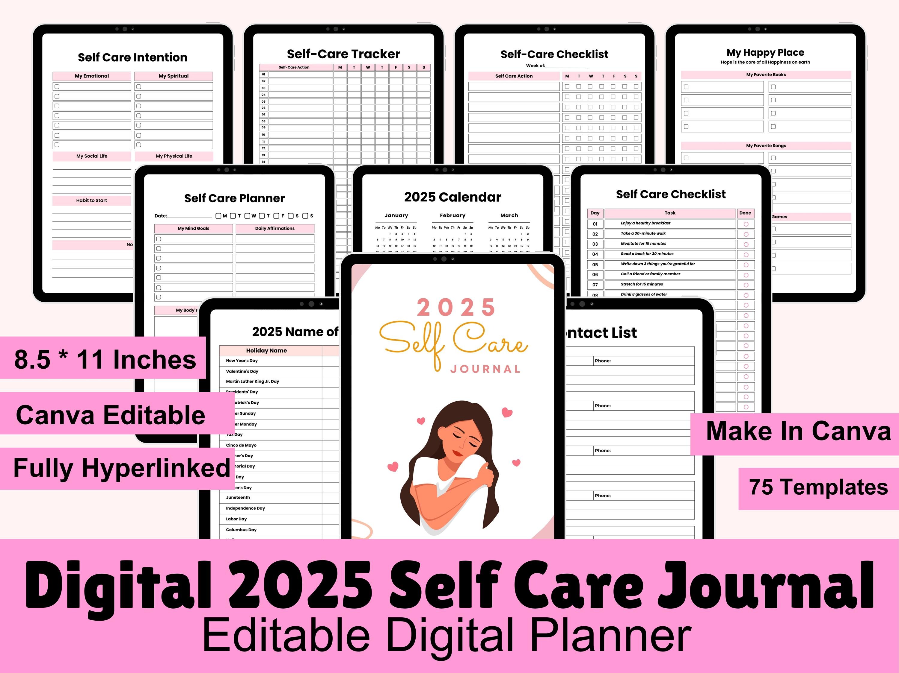 2025 Self Care Planner, Self-care Planner Printable, Self-love Journal ...