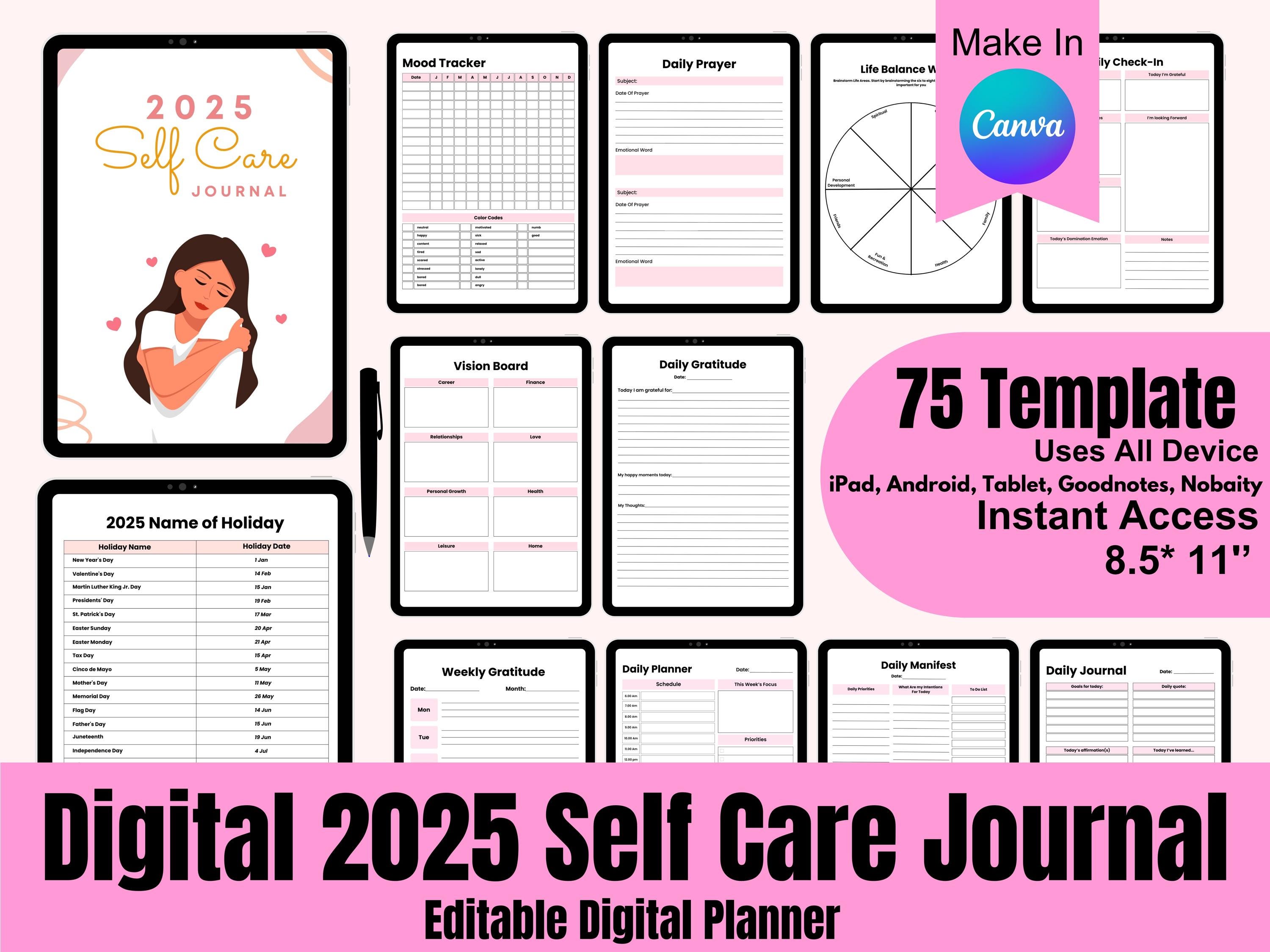 2025 Self Care Planner, Self-care Planner Printable, Self-love Journal ...