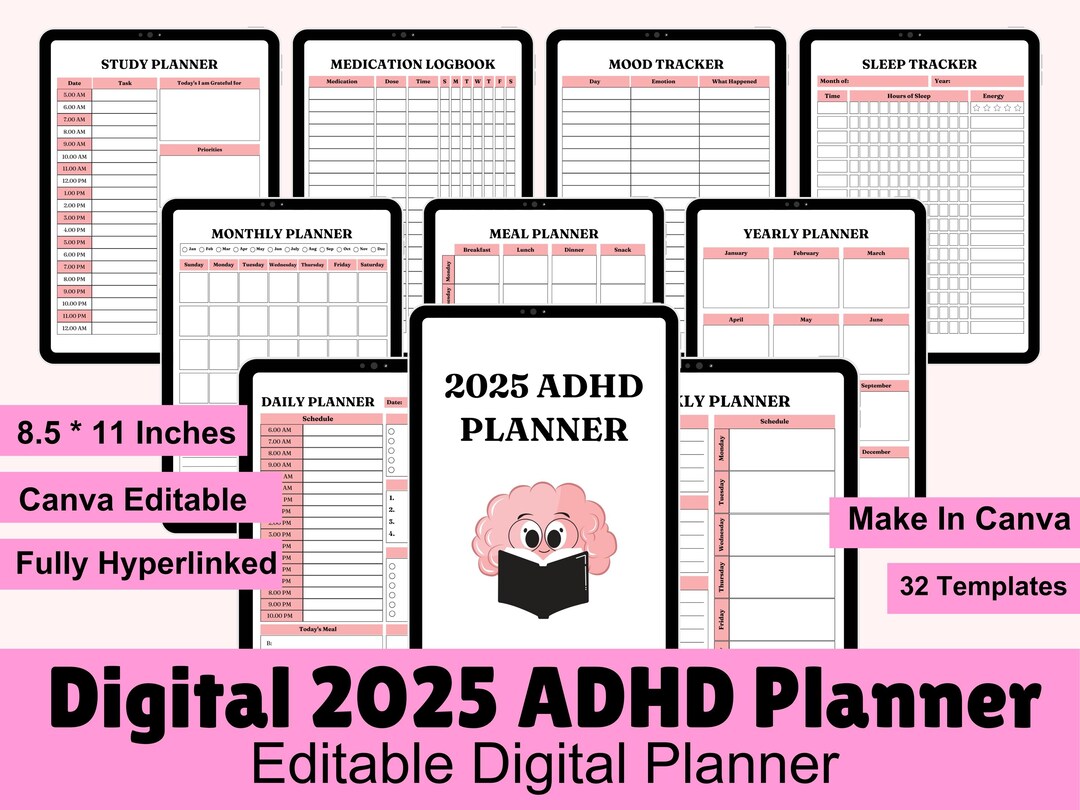 ADHD Digital Planner | 2025 Digital Planner, ADHD Planner, Goodnotes ...