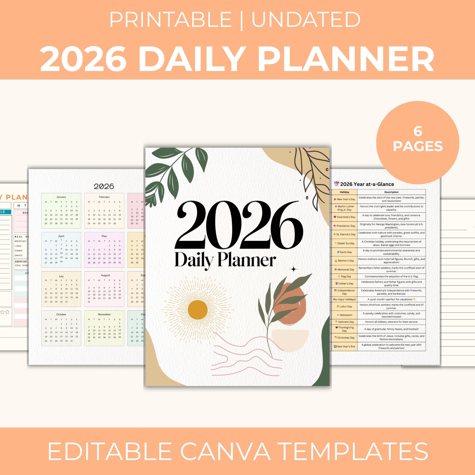 2026 Daily Planner | Printable Productivity & Goal Tracker (PDF) - Etsy
