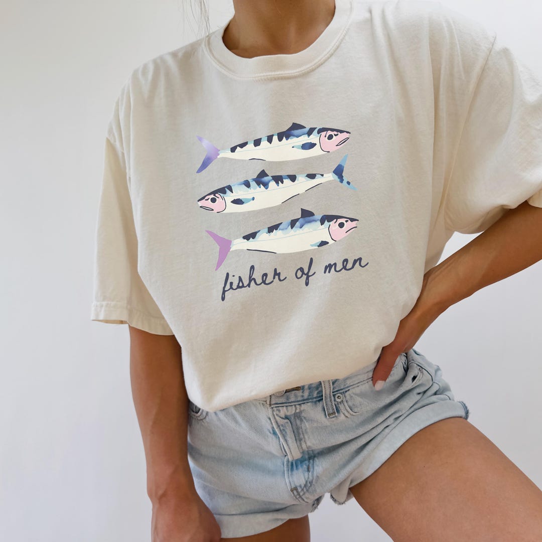 Fisher of Men Bible Verse Fisherman Aesthetic Comfort Colors Shirt ...