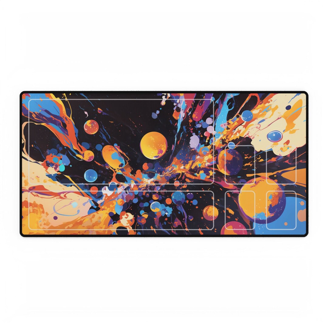 Oversized TCG Playmat With Card Zones Cosmic Paint Splatter - Etsy