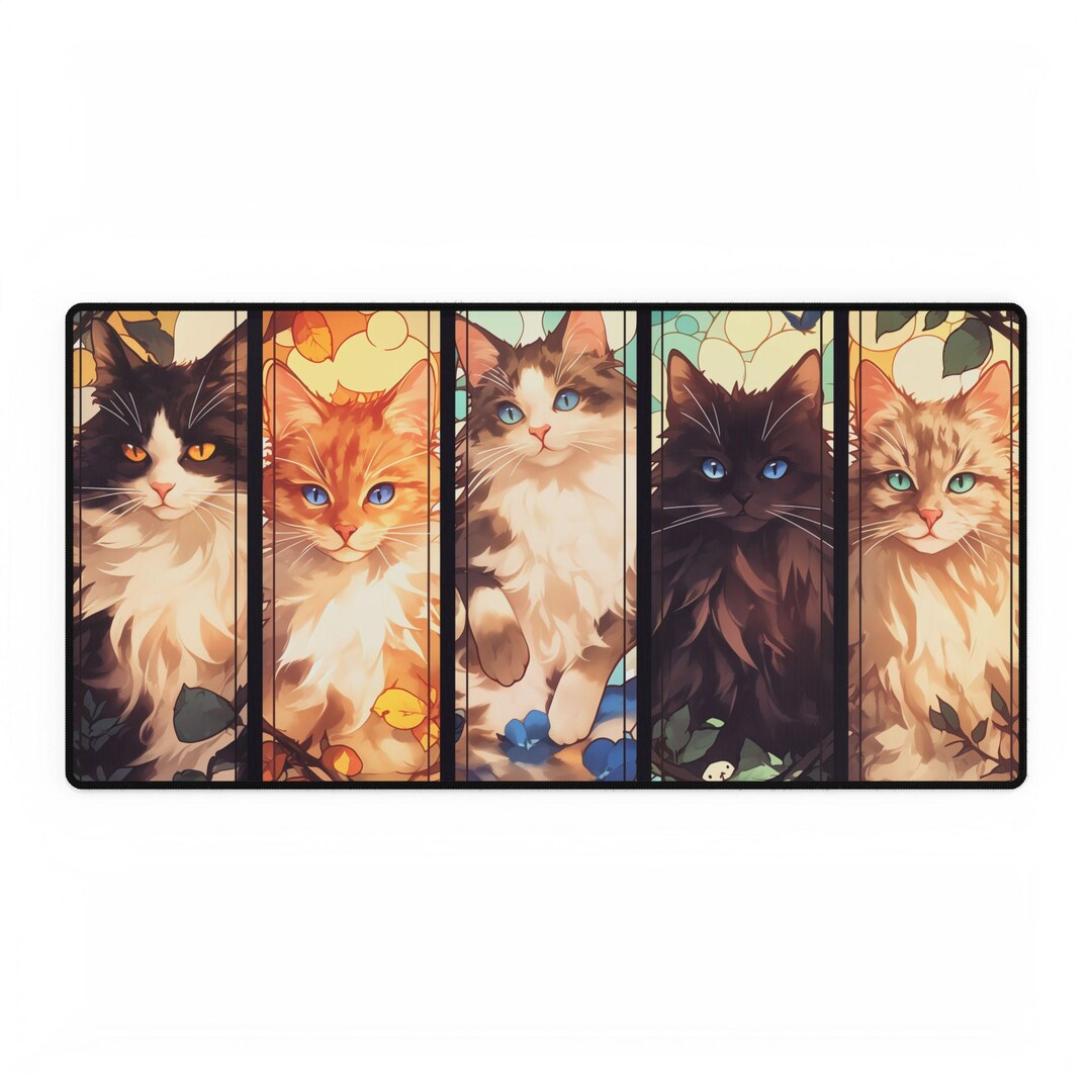 Oversized Mtg Playmat Fluffy Cats Stained Glass - Etsy
