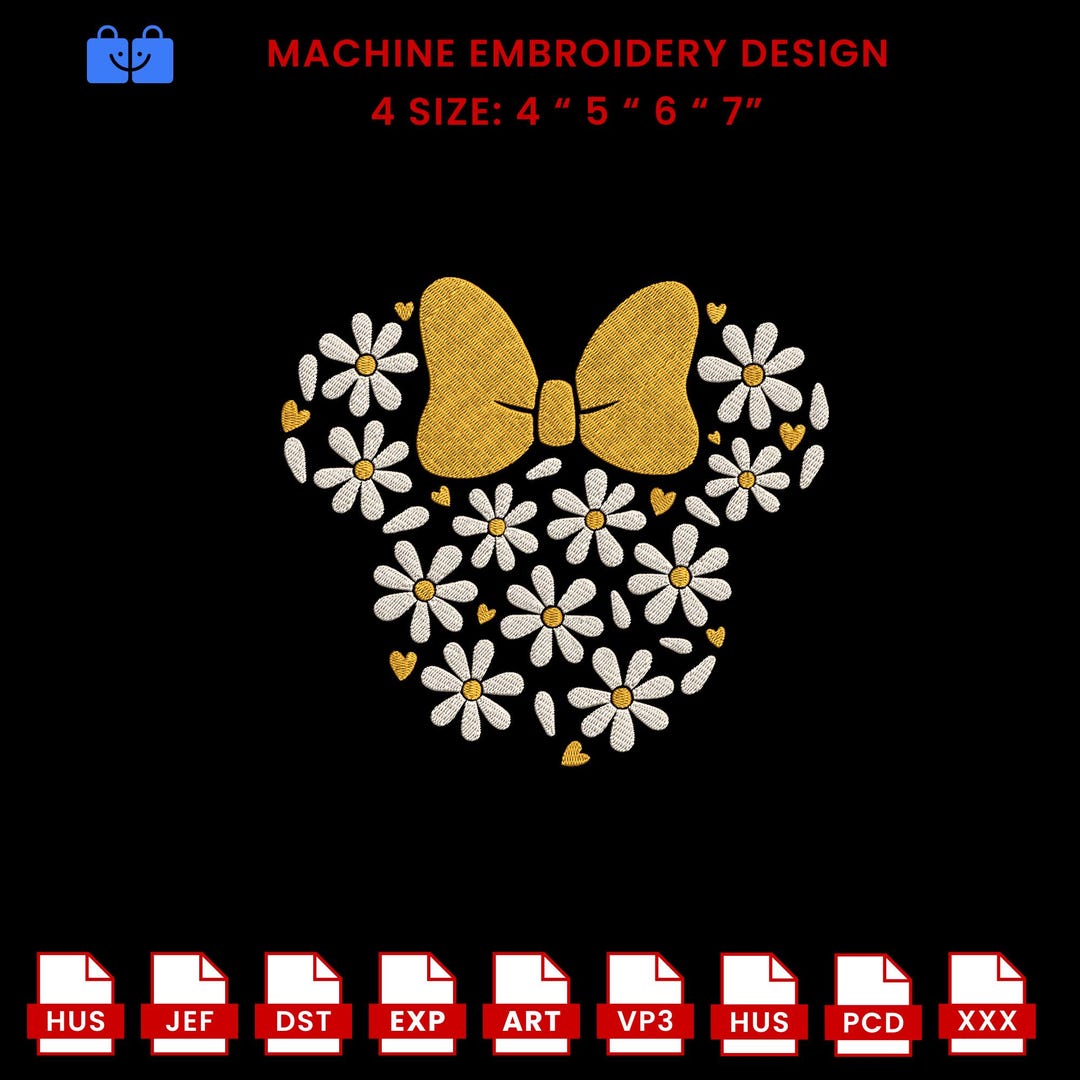 Flower Mouse Embroidery Designs, Daisy Mouse Embroidery File Instant ...