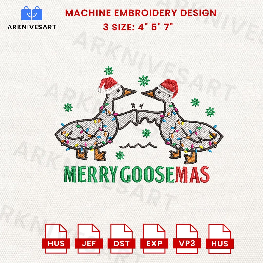 Merry Goosemas Embroidery Designs, Goosmas Embroidery File Instant ...