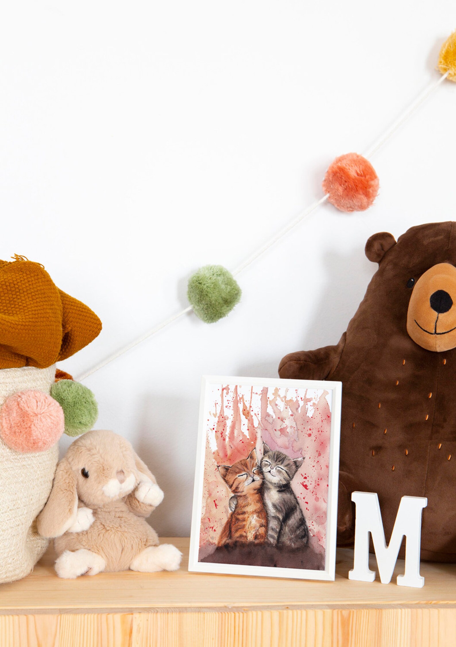 Hugging Cats Watercolor Art Print, Nursery Wall Decor, Cat's Person ...