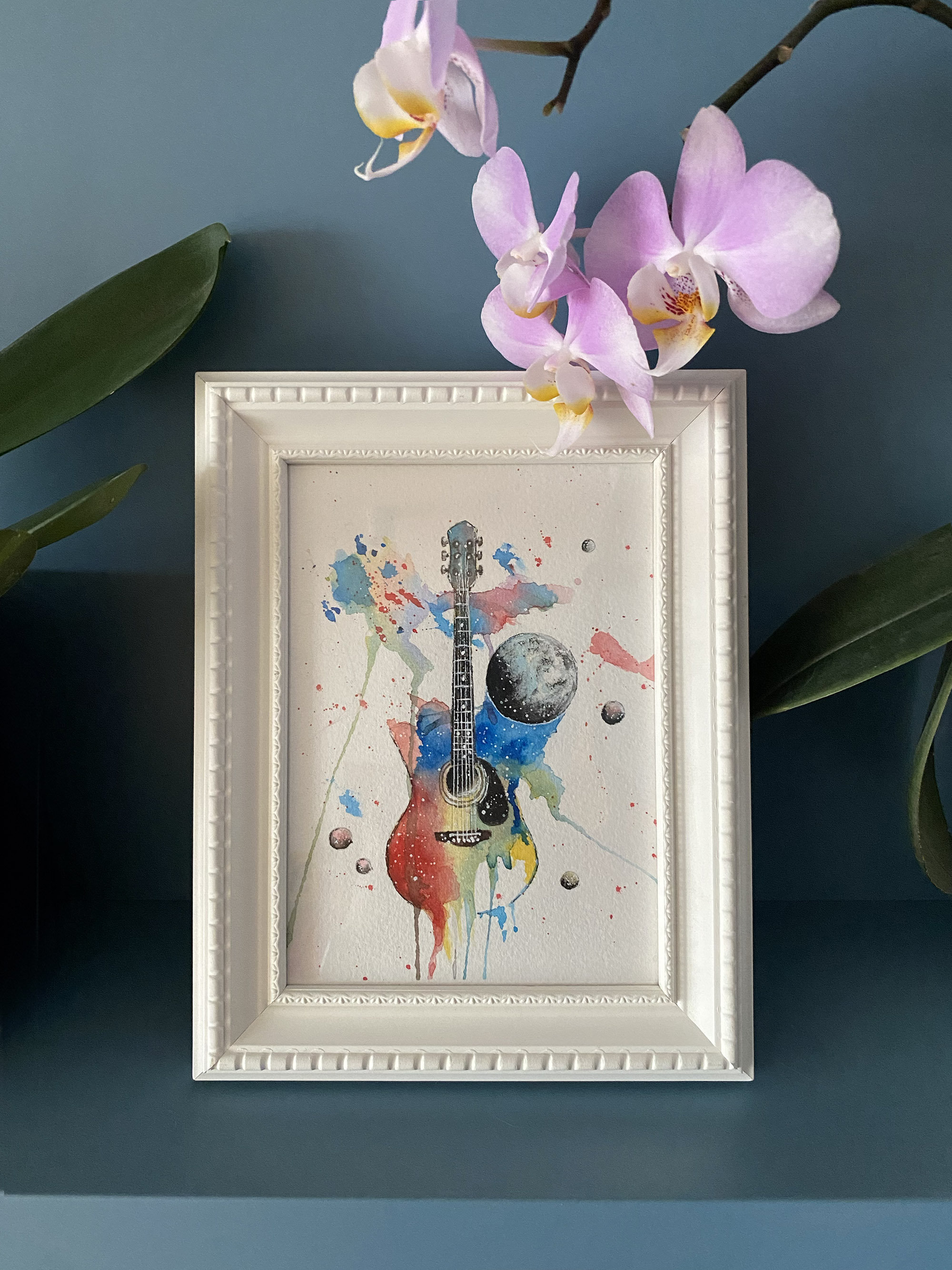 Abstract Guitar Watercolor Art Print, Music Inspiration Poster, Fantasy ...