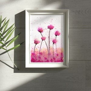 Spring Pink Flowers Watercolor Art Print, Floral Art Wall Decor, Nature ...