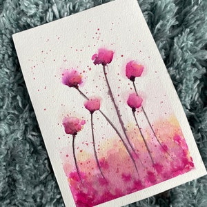 Spring Pink Flowers Watercolor Art Print, Floral Art Wall Decor, Nature ...
