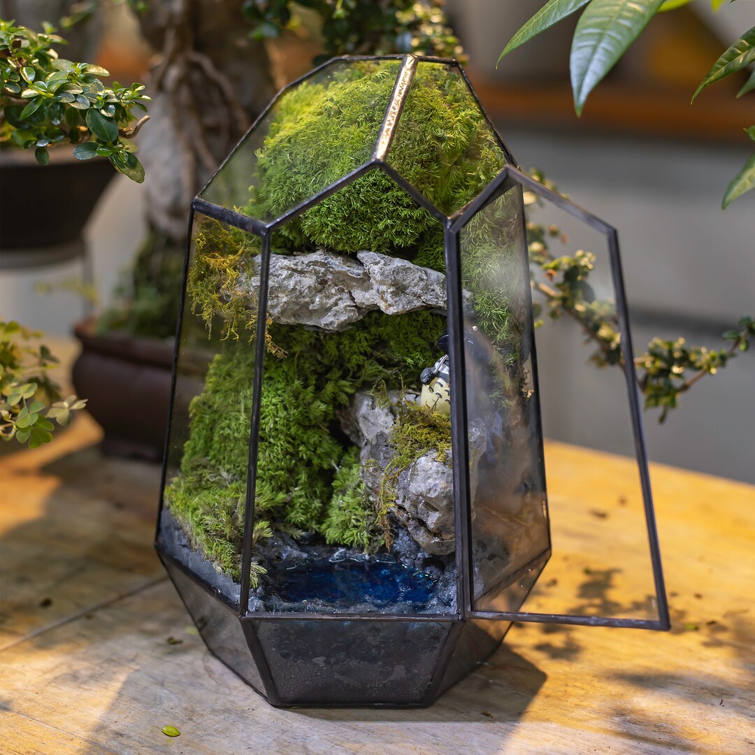 Geometric Terrarium Preserved Moss, Cute Animal, Rock, Mountain Springs ...