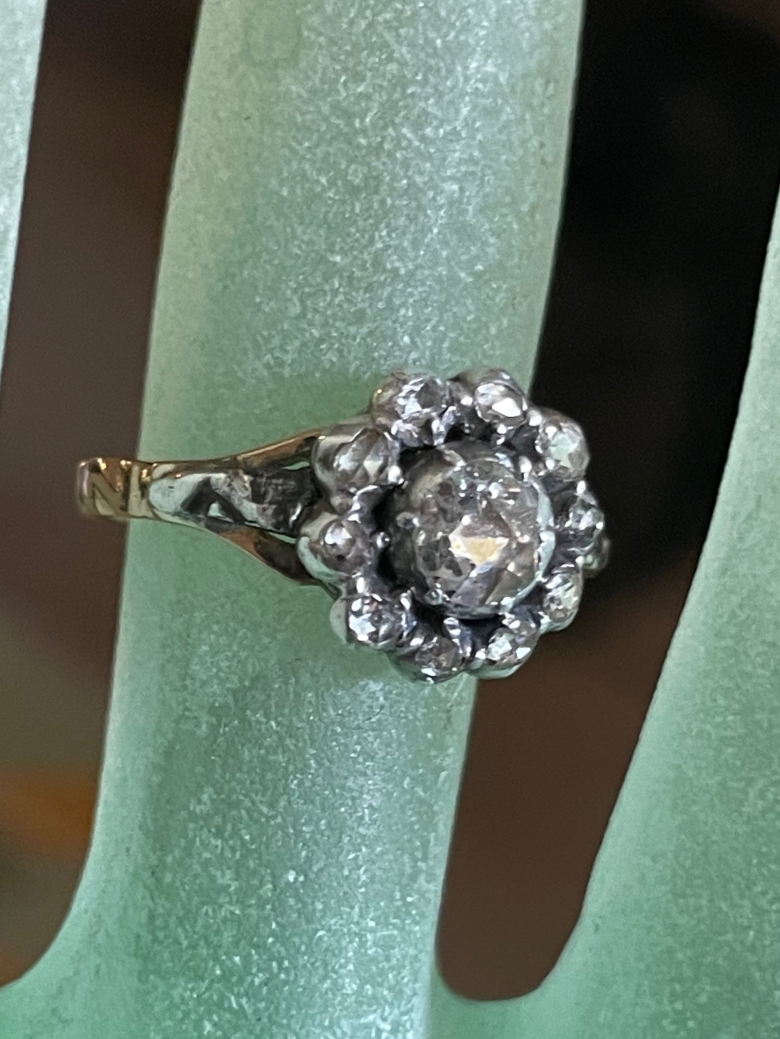 Victorian Giardinetti 14k Gold / Silver Rose Cut Diamond Dinner Ring 3 ...