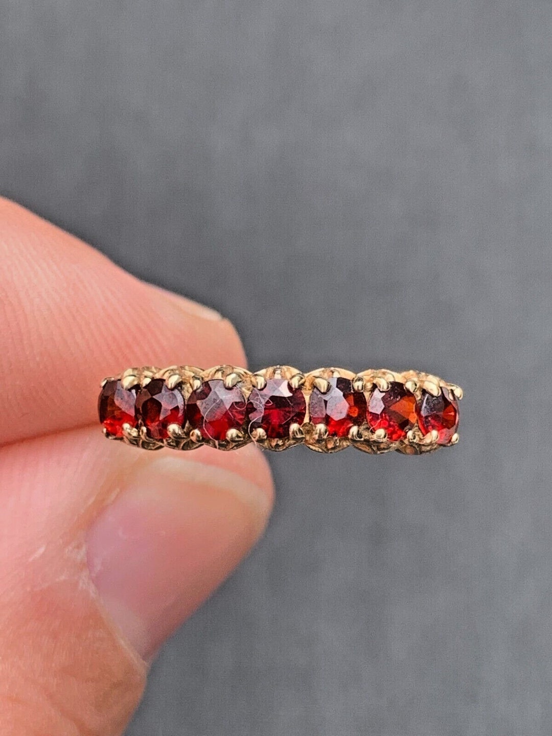 Vintage 9k Yellow Gold Victorian Style GARNET Stackable Ring ...