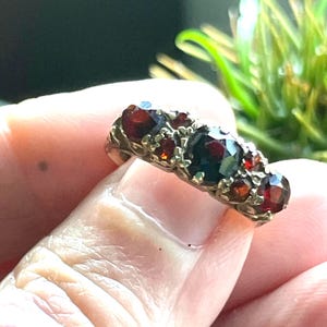 Vintage 1970's *retro* 9k Gold Victorian Design GARNET Ring, Stackable ...