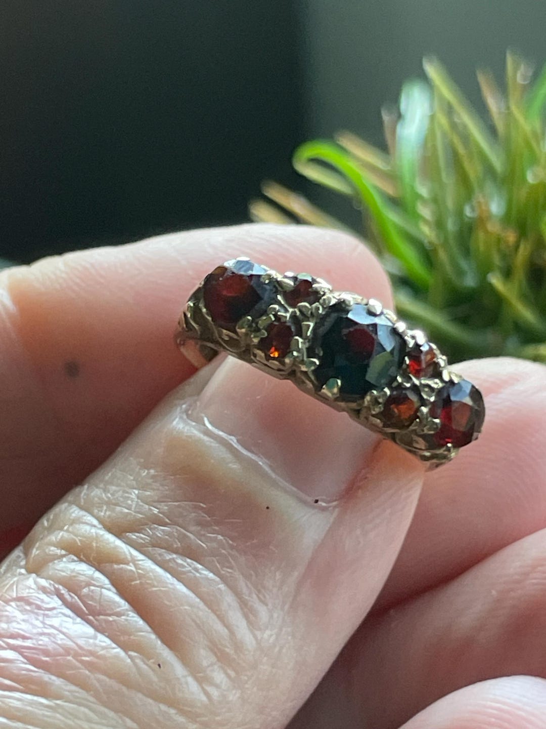 Vintage 1970's retro 9k Gold Victorian Design GARNET Ring, Stackable ...